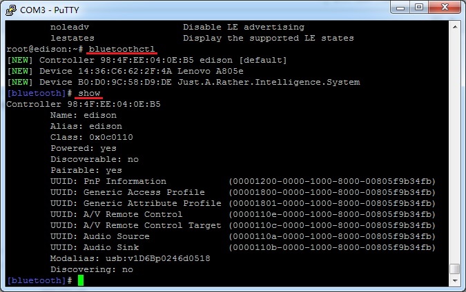 Intel Edison Board Bluetooth control GPIO